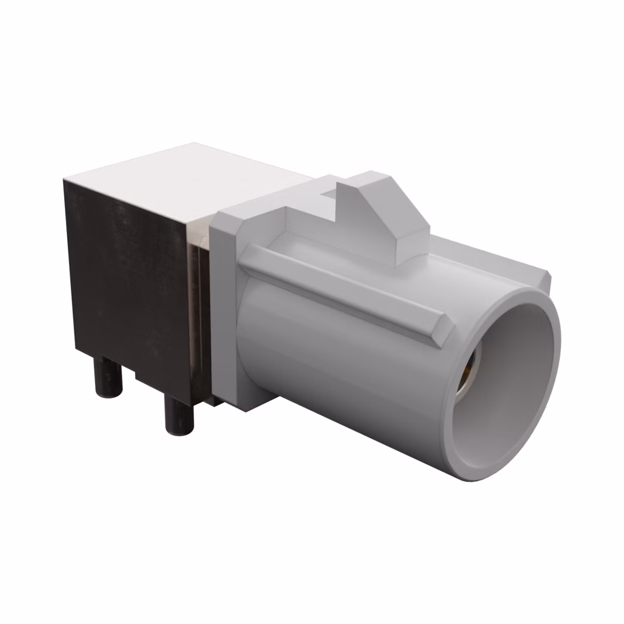 FAKRA Jack, Right-Angle, PCB Receptacle, Through Hole, Die Cast Body, Tin (Sn) Plated, Keying Code B, Natural, 50 Ohms for sale