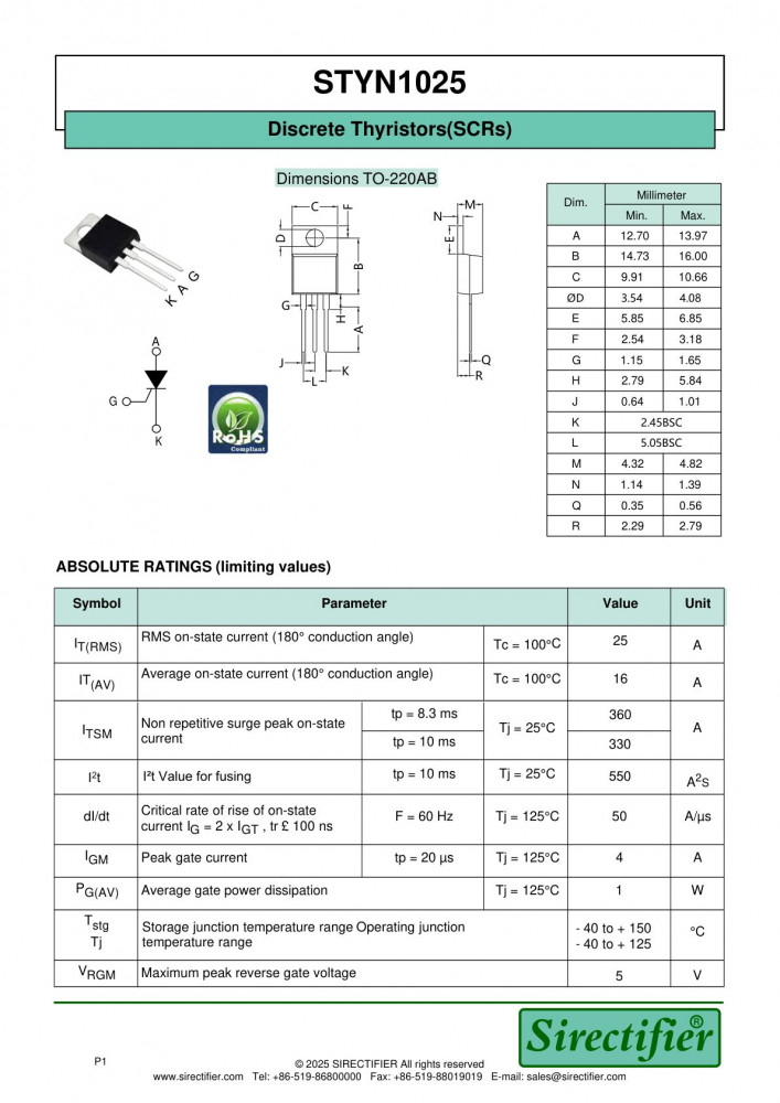 STYN1025 technical document page 1