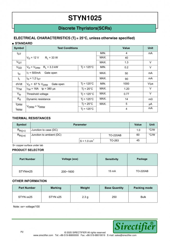 STYN1025 technical document page 2