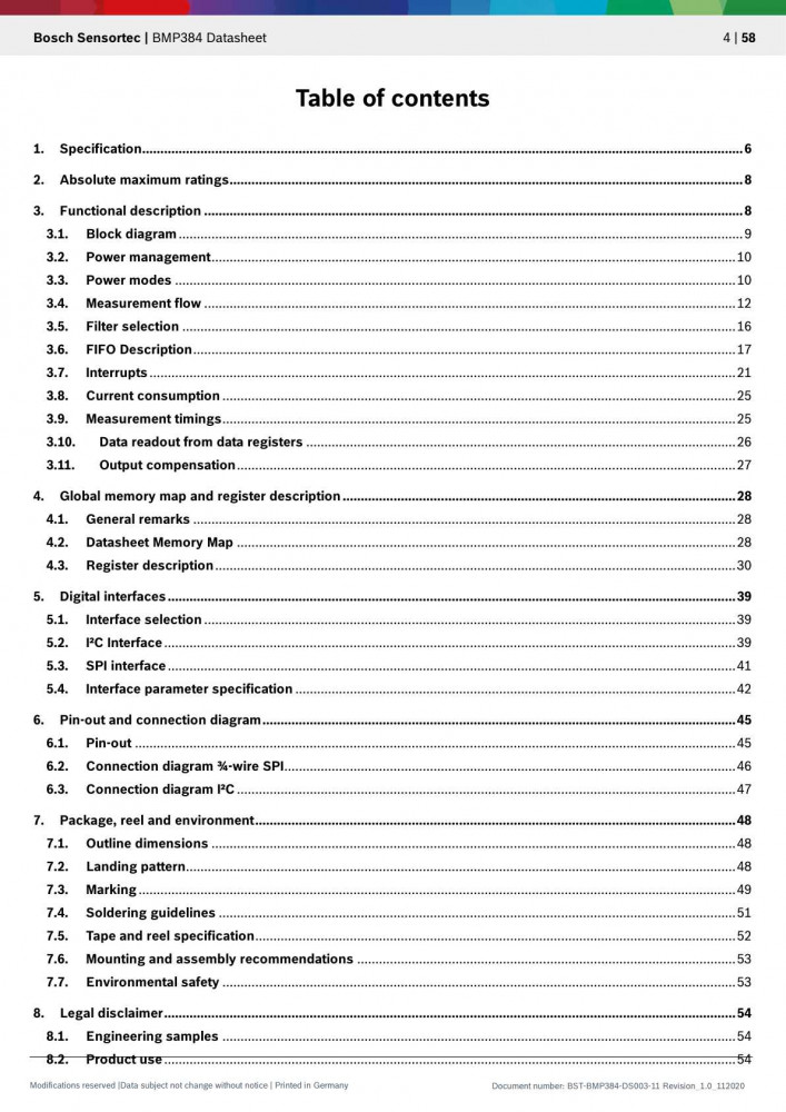 BMP384 datasheet page 4