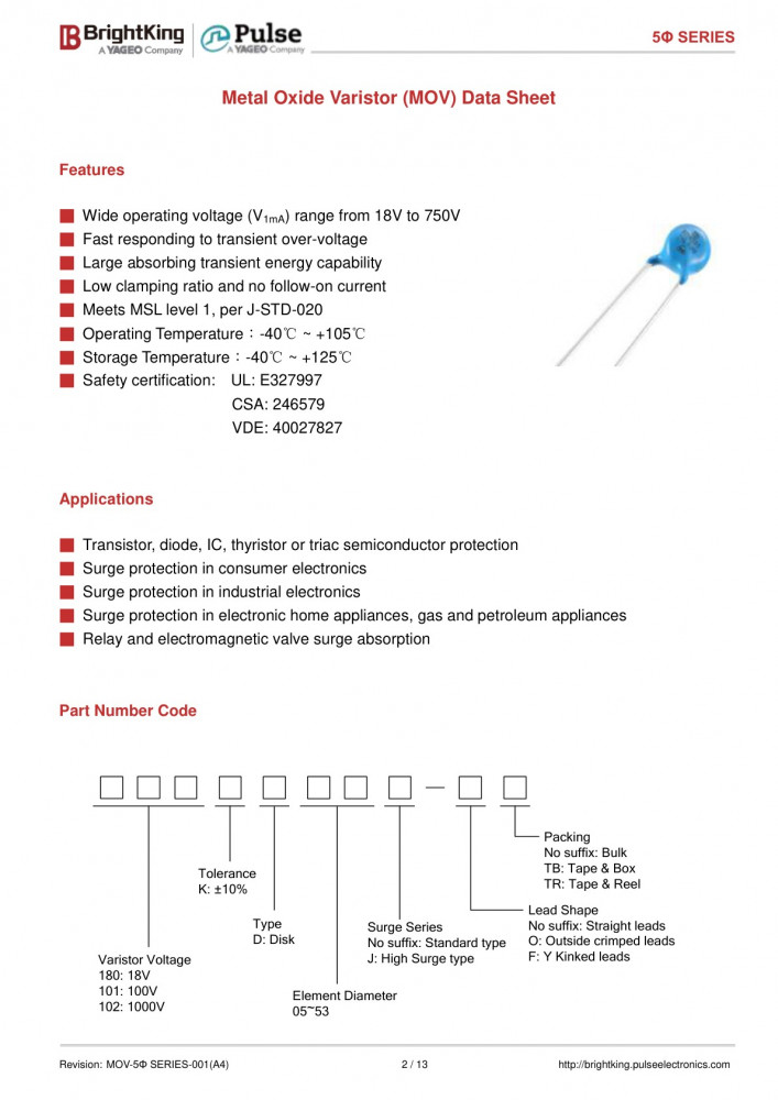 470KD05J datasheet page 1