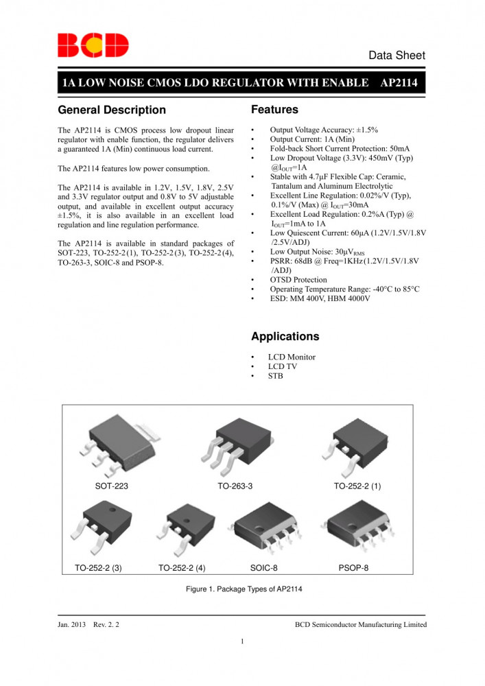 AP2114 datasheet page 1