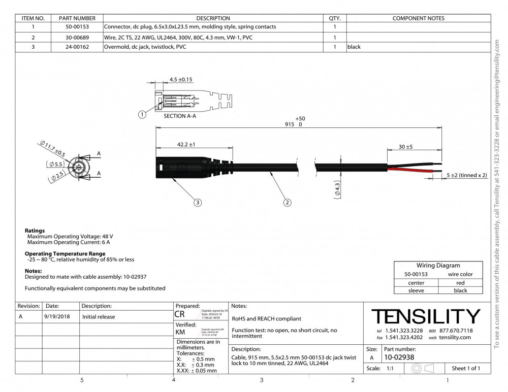 10-02938 product drawing and wiring information
