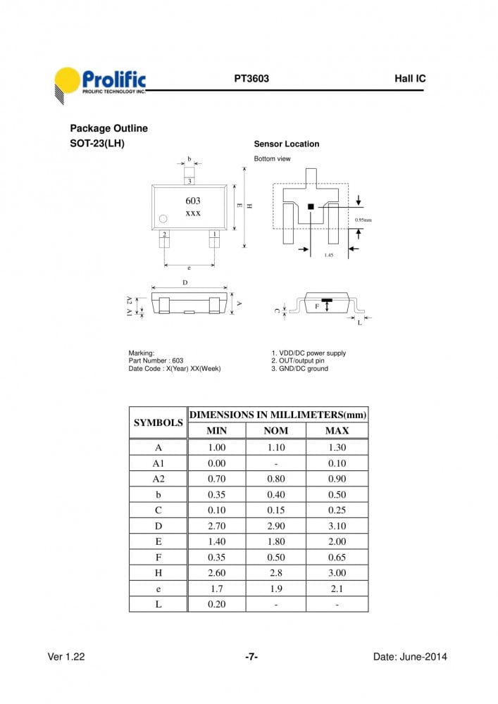 PT3603 technical document page 7