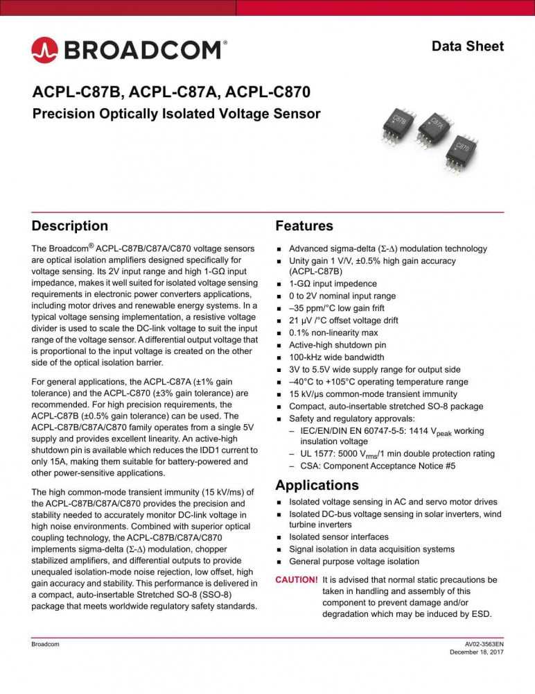 ACPL-C870 datasheet page 1