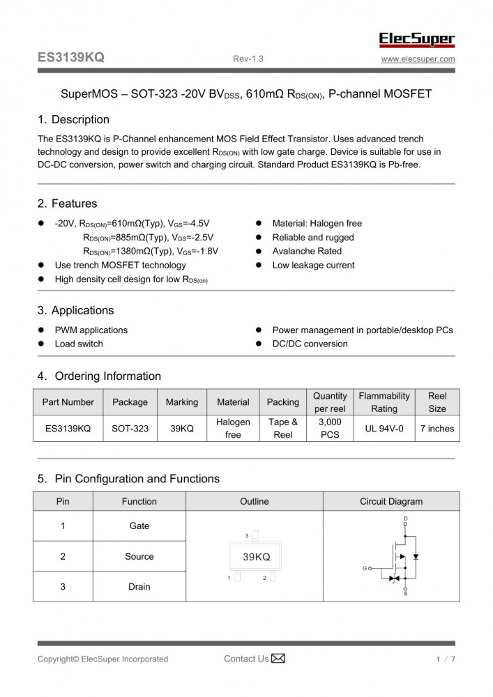 ES3139KQ datasheet page 1