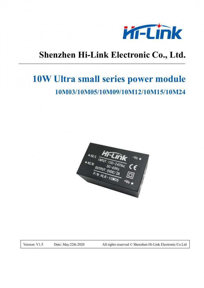 HLK-10M05 datasheet page 1