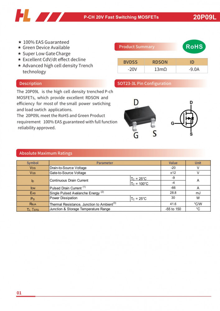 20P09L datasheet page 1