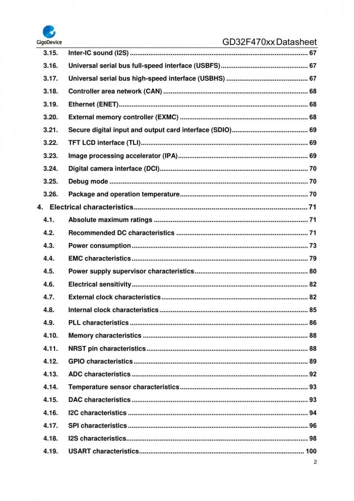 GD32F470xx datasheet page 3