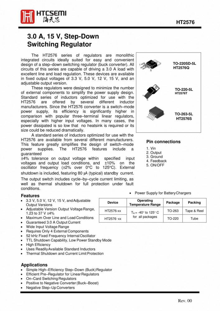 HT2576S-ADJ datasheet page 1