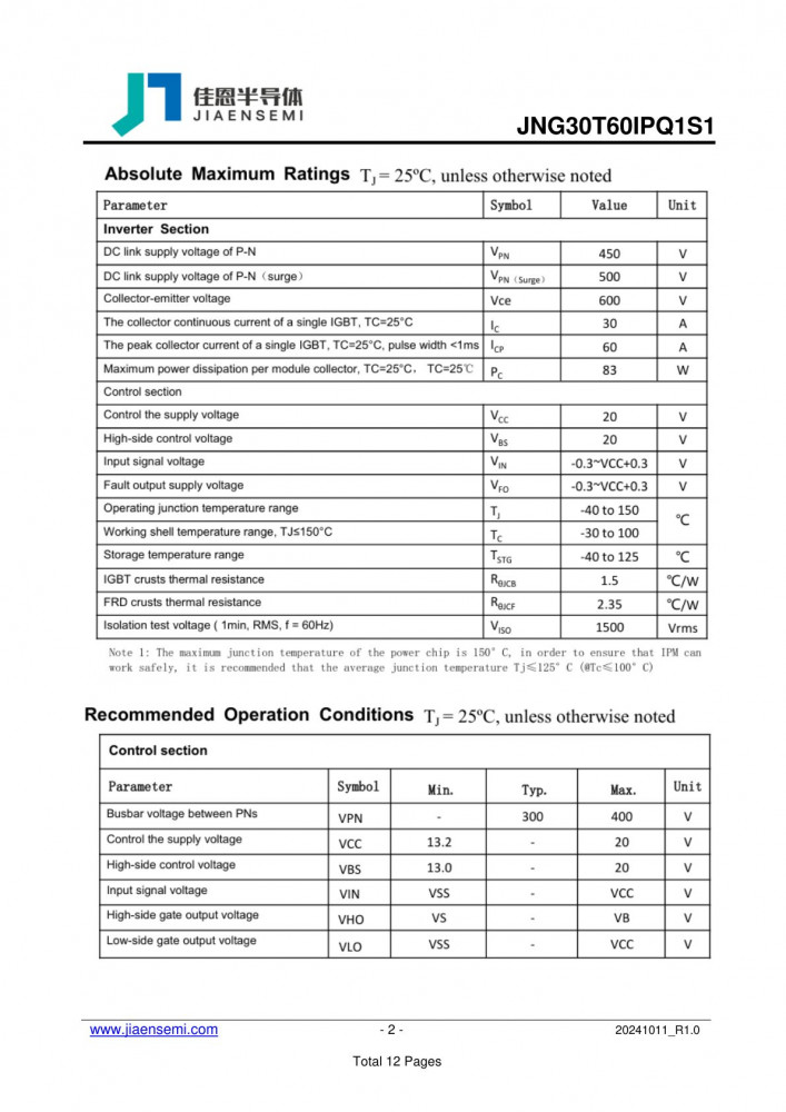 JNG30T60IPQ1S1 datasheet page 2