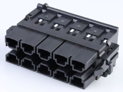 Mini-Fit Sr. Plug Housing, 10.00mm Pitch, Dual Row, Panel Mount, 12 Circuits, Black