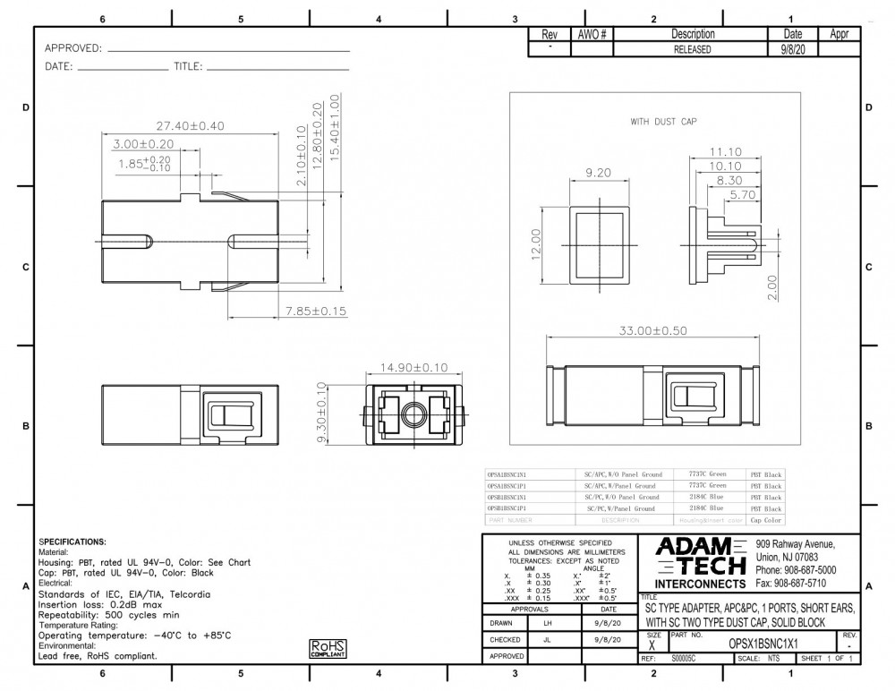 ADAM TECH OPSX1BSNC1X1 product drawing preview