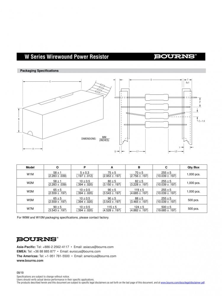 BOURNS W Series datasheet page 3