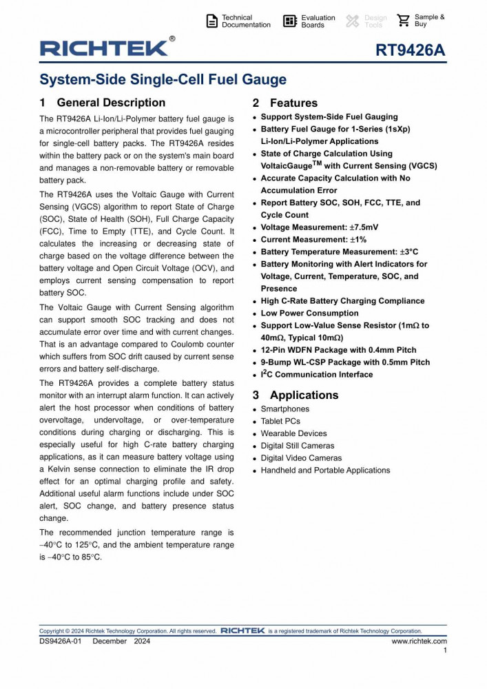 RT9426A datasheet page 1