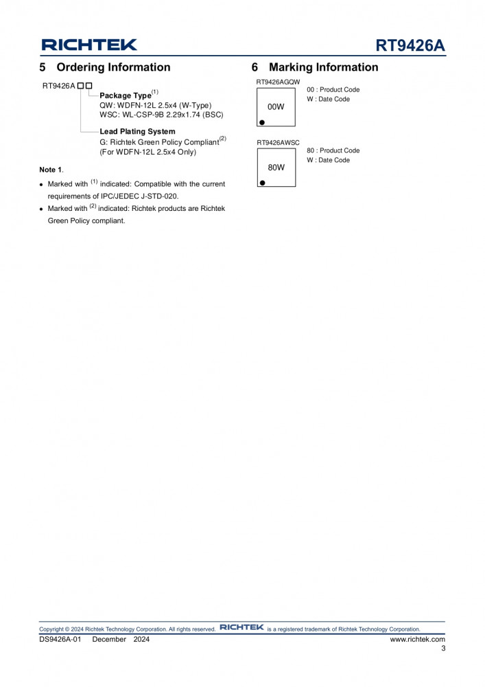 RT9426A datasheet page 3