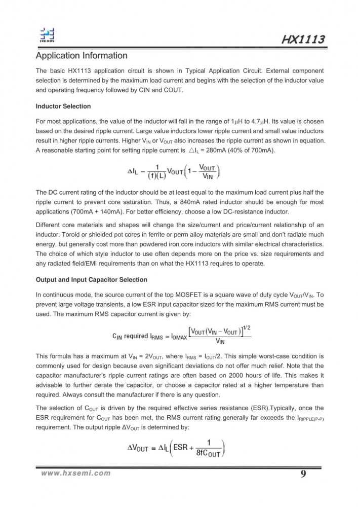 HX1113-AEC technical document page 9
