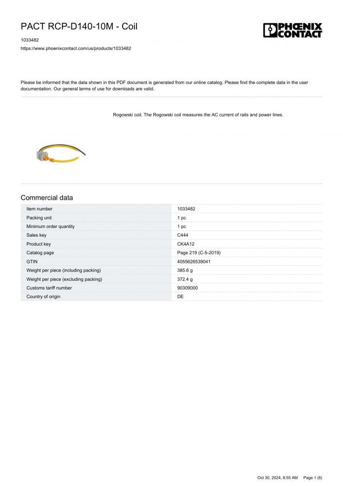 Phoenix Contact 1033482 technical document page 1
