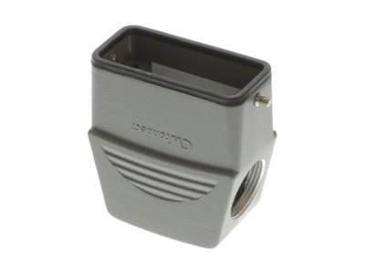Heavy-Duty Standard-High Voltage (STD-HV) Double Lever Surface Mount Housing, Die-cast Aluminum, with 4 Pegs, with Cover, with Gasket, Size 24B «104x27», Pg21 Thread, Grey