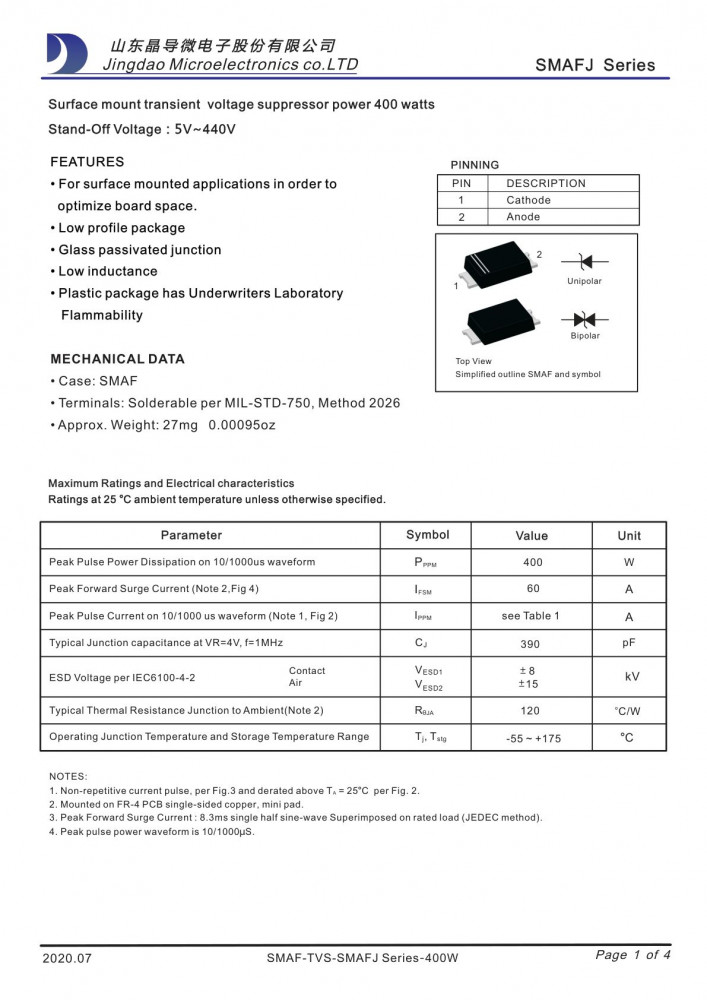 SMAFJ18CA datasheet page 1