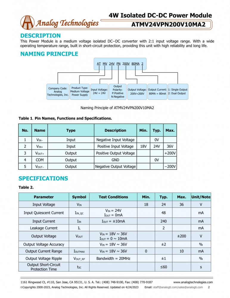 ATMV24VPN200V10MA2 datasheet page 2