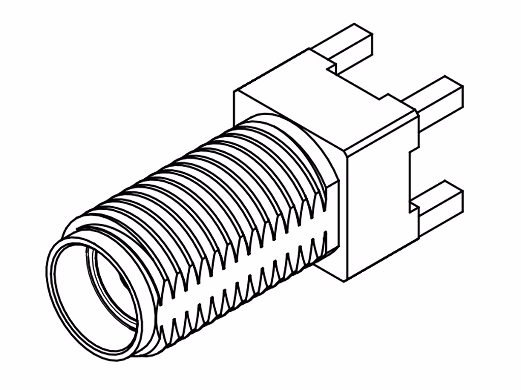 SMA Jack, Straight, PCB Receptacle, Through Hole, Brass Body, Gold (Au) Plated, 20 Pieces Per Tray, 50 Ohms