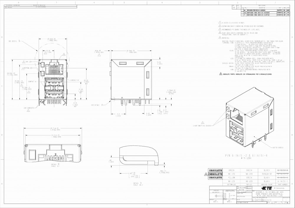 TE Connectivity 6116151-4 technical drawing page 1