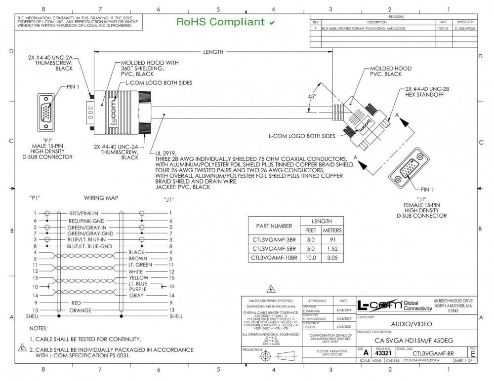 L-com CTL3VGAMF-BR engineering drawing