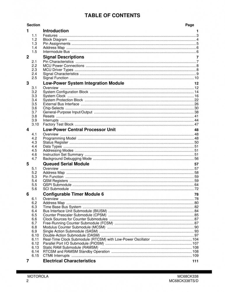 MC68CK338 technical document page 2