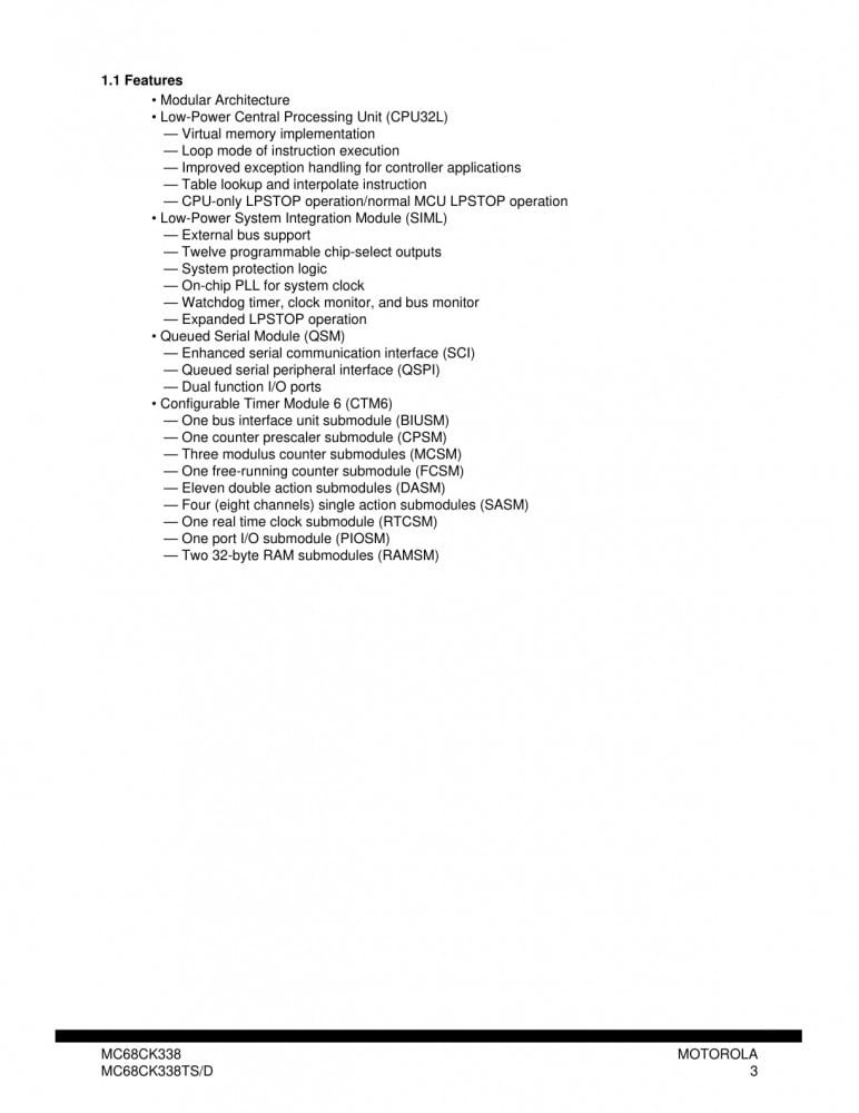 MC68CK338 technical document page 3