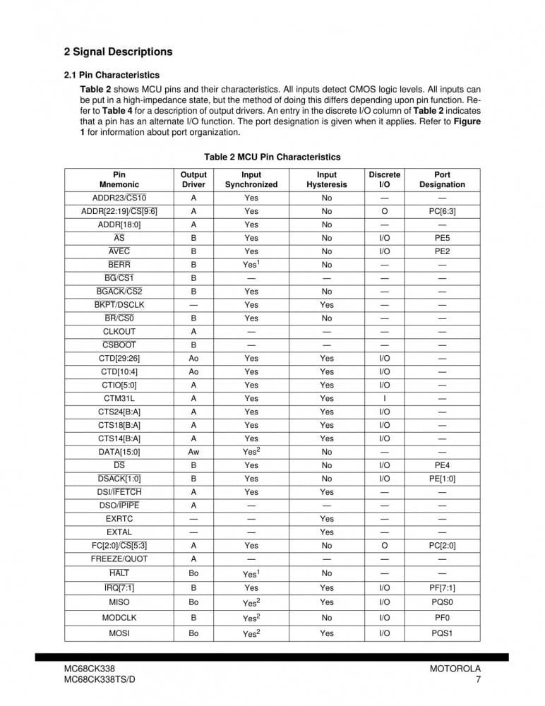 MC68CK338 technical document page 7