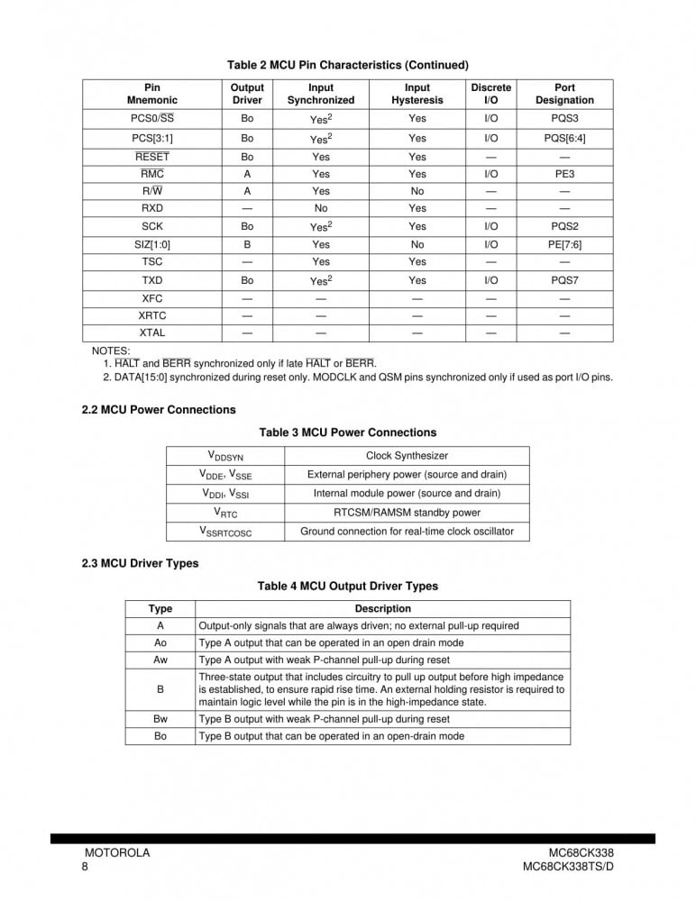 MC68CK338 technical document page 8