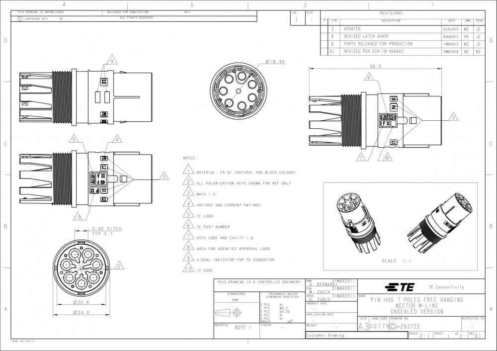 TE Connectivity 1-293722-3 technical drawing page 1