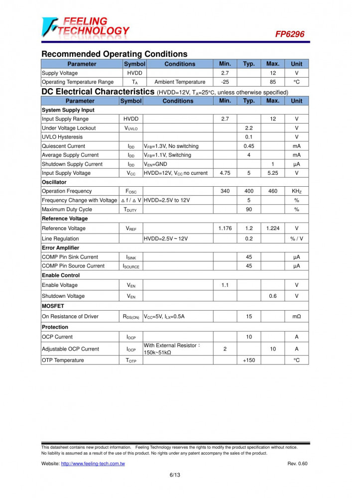 FP6296XR-G1 datasheet page 6