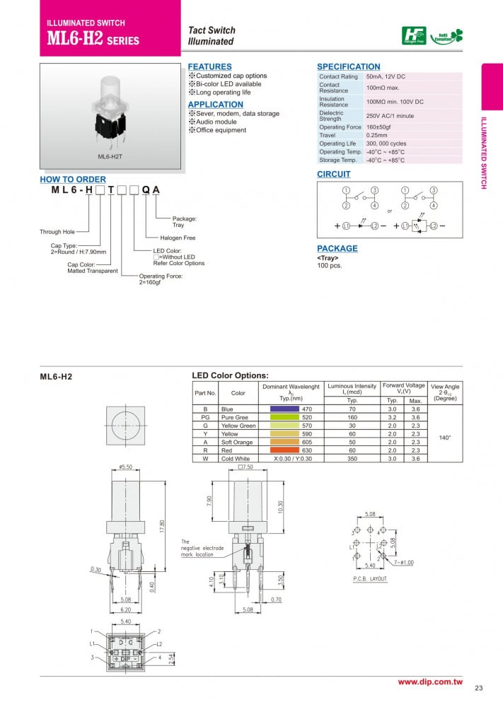 Diptronics ML6-H2T2BQA technical document page