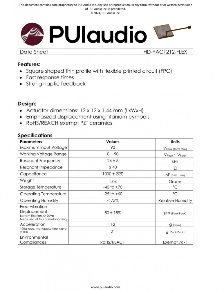 HD-PAC1212-FLEX datasheet page 1