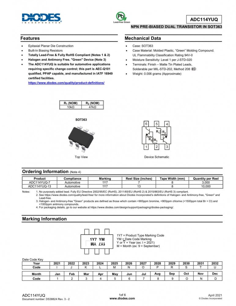 ADC114YUQ-7 datasheet page 1
