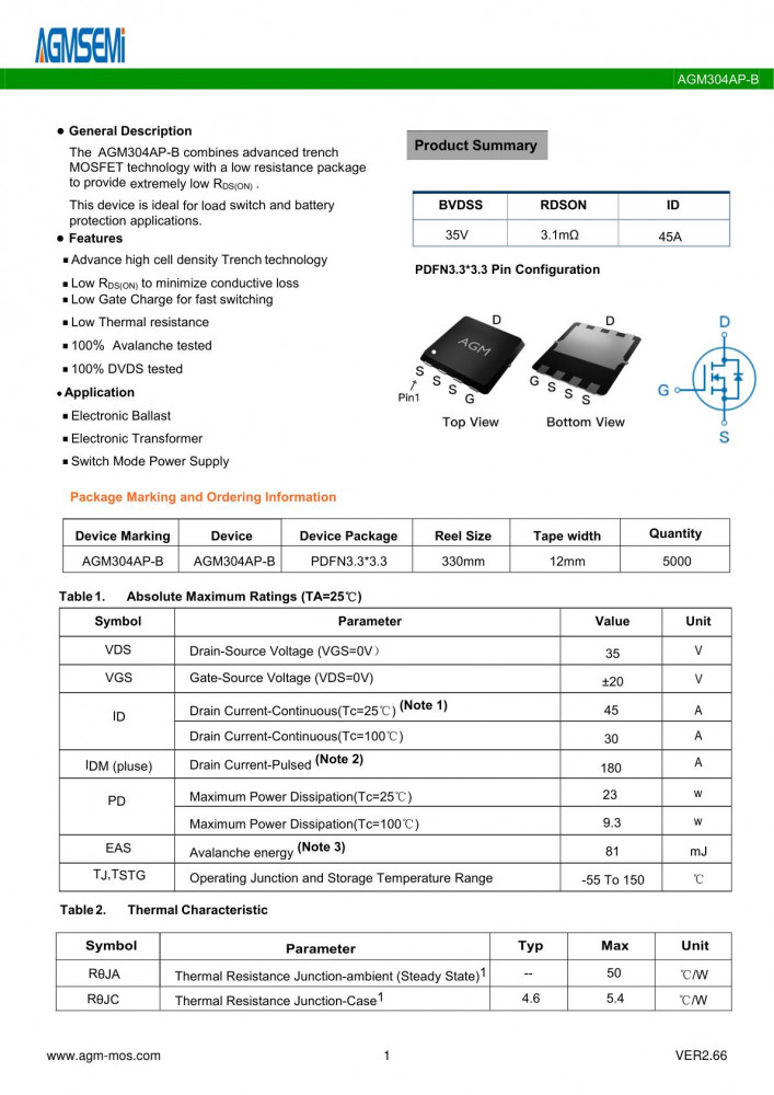 AGM304AP-B datasheet page 1