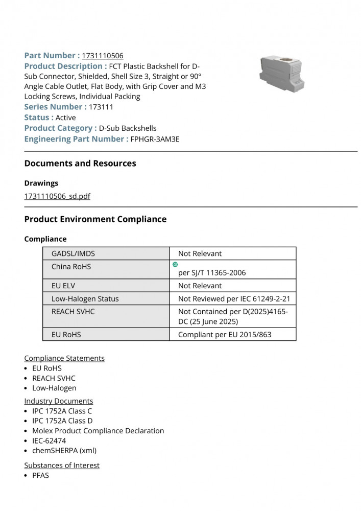 MOLEX 1731110506 drawing preview, page 1