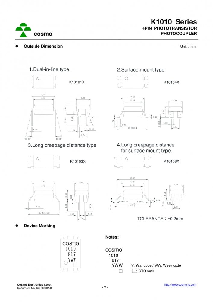 Cosmo K1010 datasheet page 2