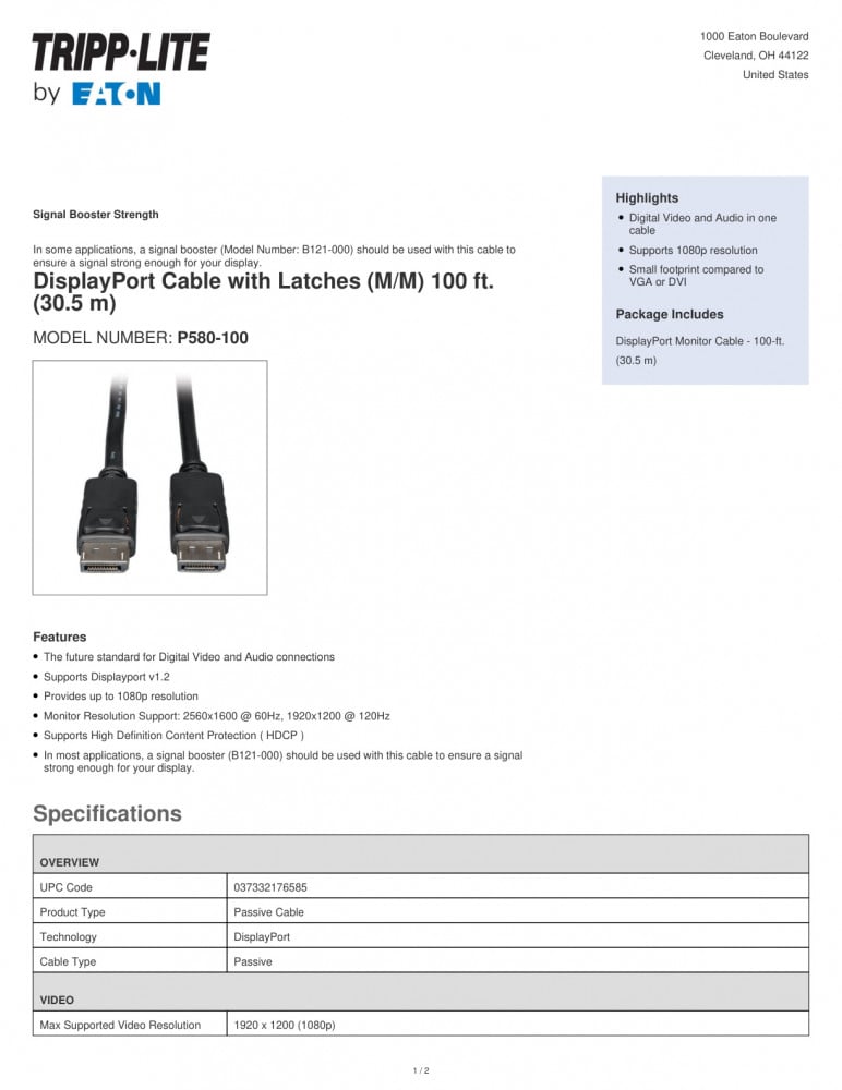 P580-100 technical document page 1