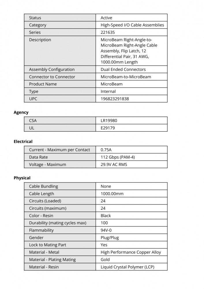 Technical document image 2 for MOLEX 2216351000