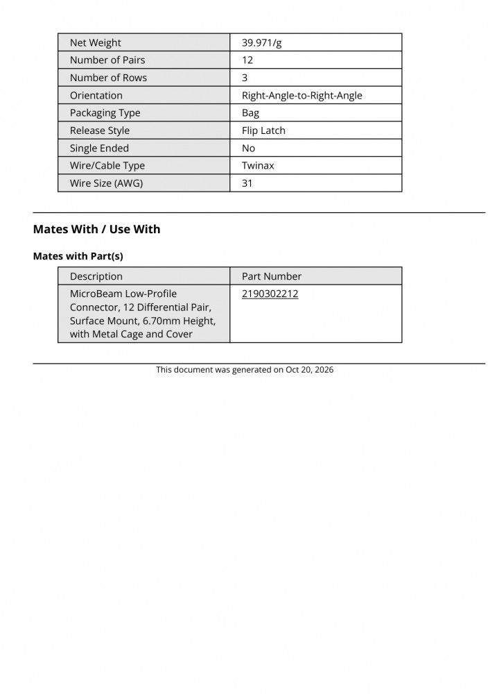 Technical document image 3 for MOLEX 2216351000