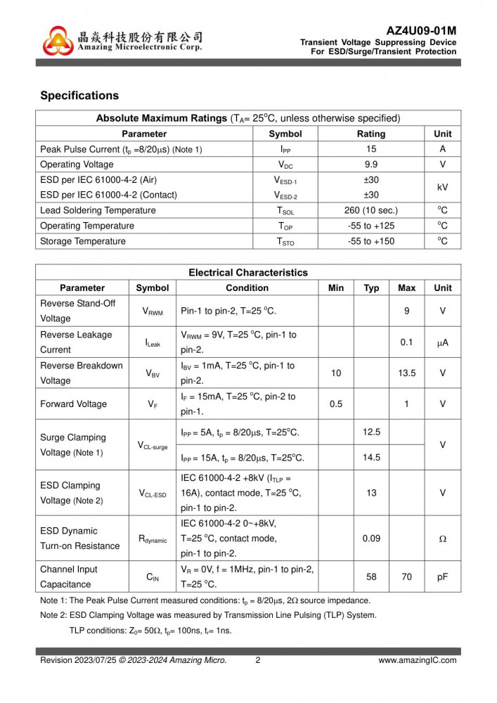 AZ4U09-01M datasheet page 2