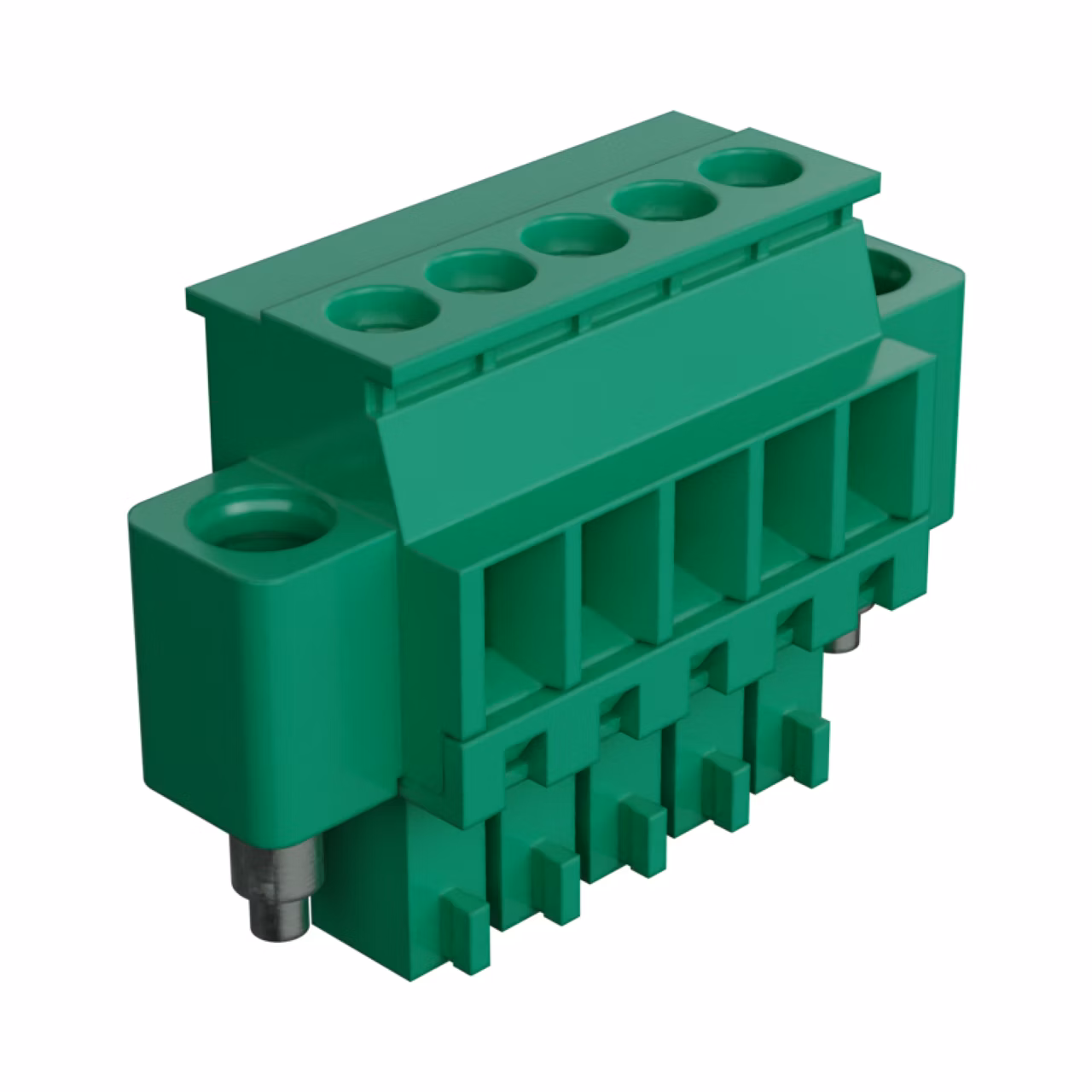 3.50mm Pitch Eurostyle Vertical Plug, with Retention Screws, Front Wire Entry, Green Housing, 5 Circuits for sale