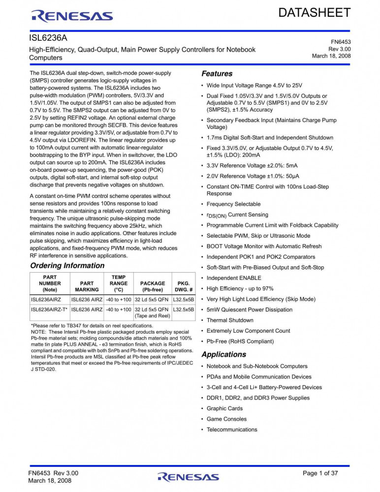 ISL6236A datasheet page 1