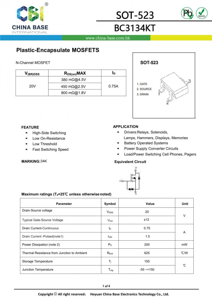 BC3134KT datasheet page 1