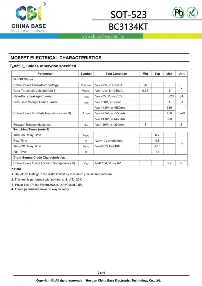 BC3134KT datasheet page 2