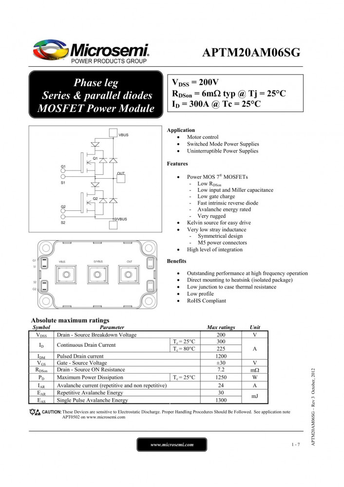 APTM20AM06SG datasheet page 1