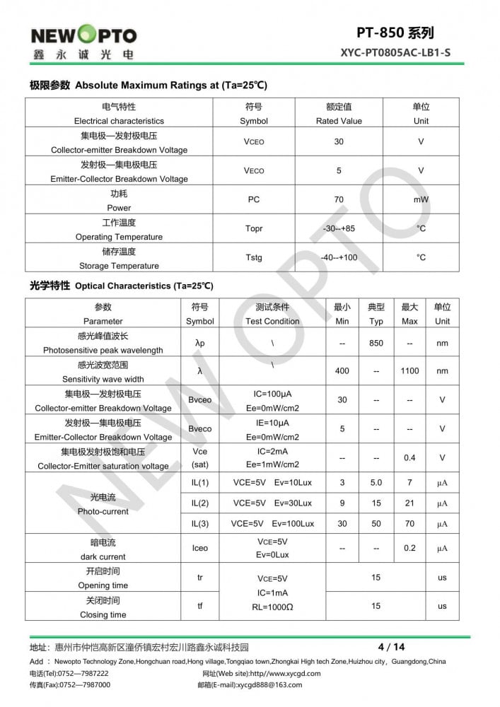 XYC-PT0805AC-LB1-S approval document page 4